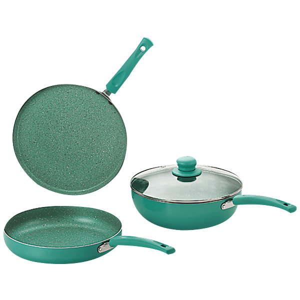 Buy Nirlon Galaxy Aluminium Non-Stick Induction Cookware Set with Glass ...