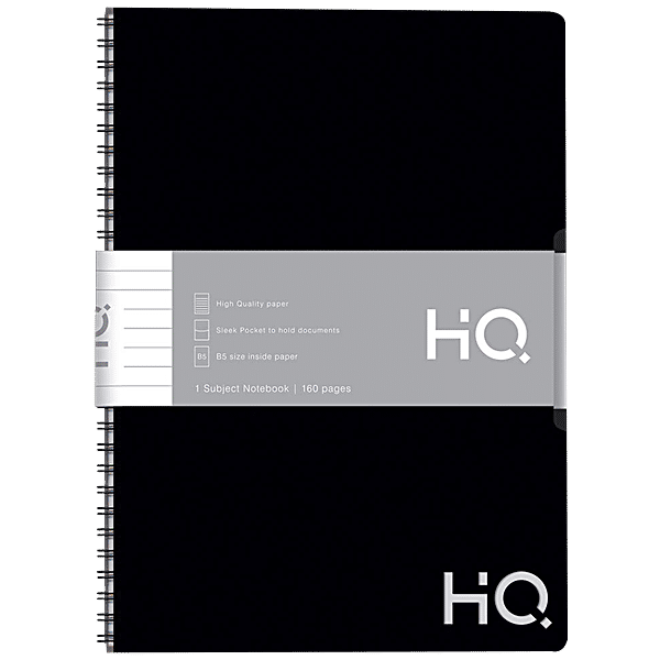 Buy Navneet HQ Wiro Bound Notebook - Ruled, Single Line, Black, B5, 160 ...
