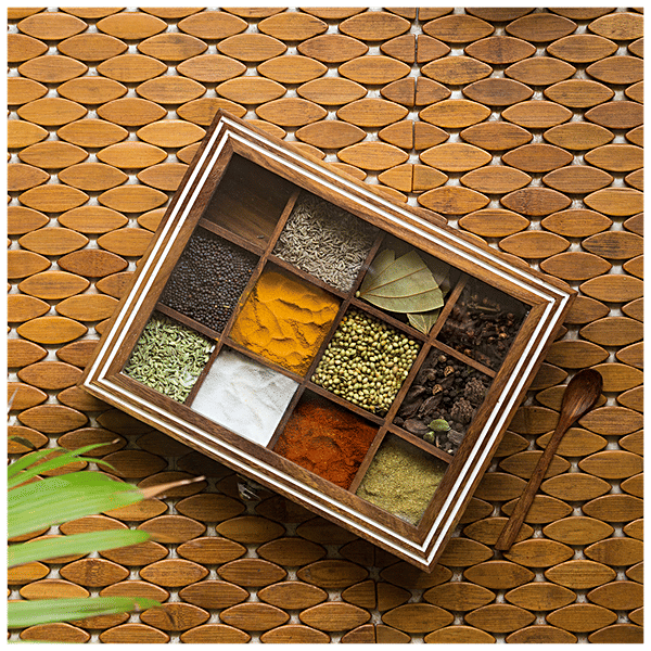Buy ExclusiveLane Spice Box - With Spoon, In Sheesham Wood, Hand ...