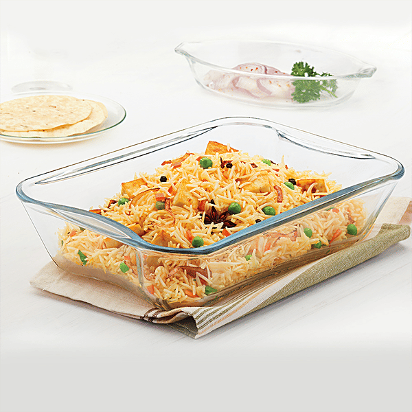 Buy Borosil Glass Rectangular Baking Dish - Transparent, Microwave ...