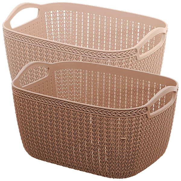 Buy Kuber Industries Unbreakable Plastic Storage Baskets - With Handles ...