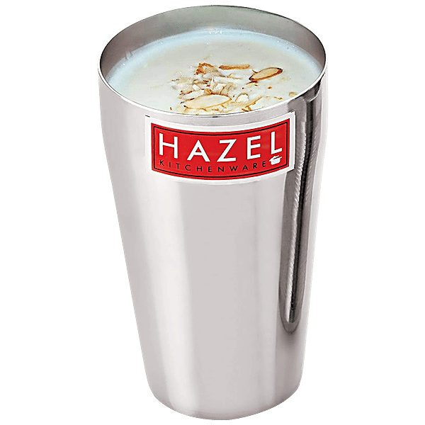 Buy HAZEL Stainless Steel Jumbo Water/Lassi Glass - Plain, Traditional ...