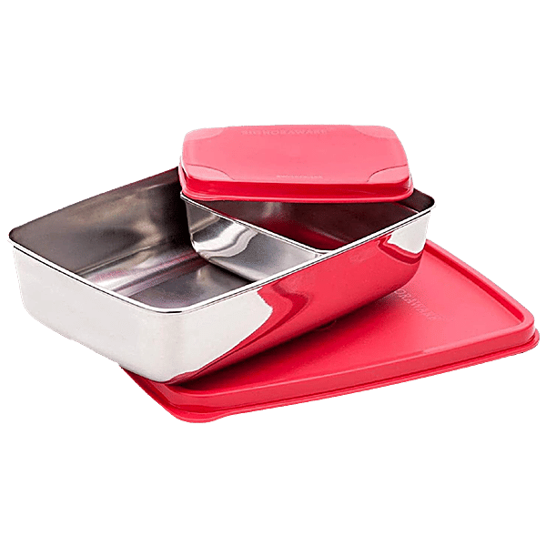 Buy Signoraware Compact Small Steel Lunch Box Set - Leakproof Online at ...