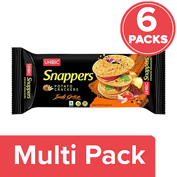 Buy UNIBIC Snappers Potato Crackers - Indi Spice, Light, Crispy Snack ...