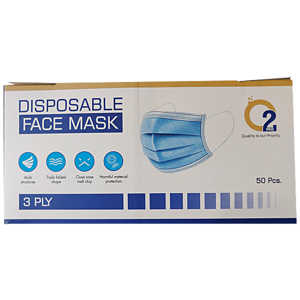 Buy O2PRO Disposable Surgical Face Mask - 3 Ply, Melt Blow, Multi ...