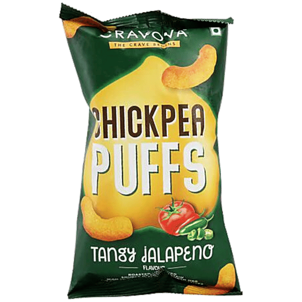 Buy Cravova Chickpea Puffs - Tangy Jalapeno Flavour, Roasted, Source Of ...