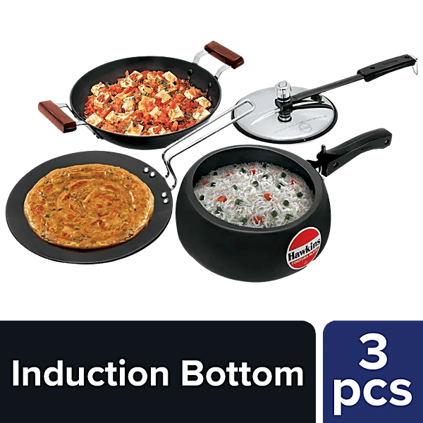 Buy Hawkins Hard Anodised Induction Base Cookware Set - PCWSET1 ...