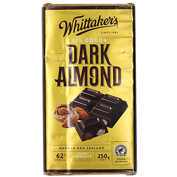 Buy WHITTAKERS Dark Almond Chocolate Bar - 62% Cocoa, Rich Flavour ...