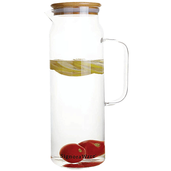 Buy Signoraware Victoria Borosilicate Glass Jug With Bamboo Lid - Clear ...