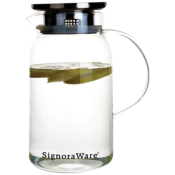 Buy Signoraware Classy Borosilicate Glass Jug With Steel Lid - Clear ...