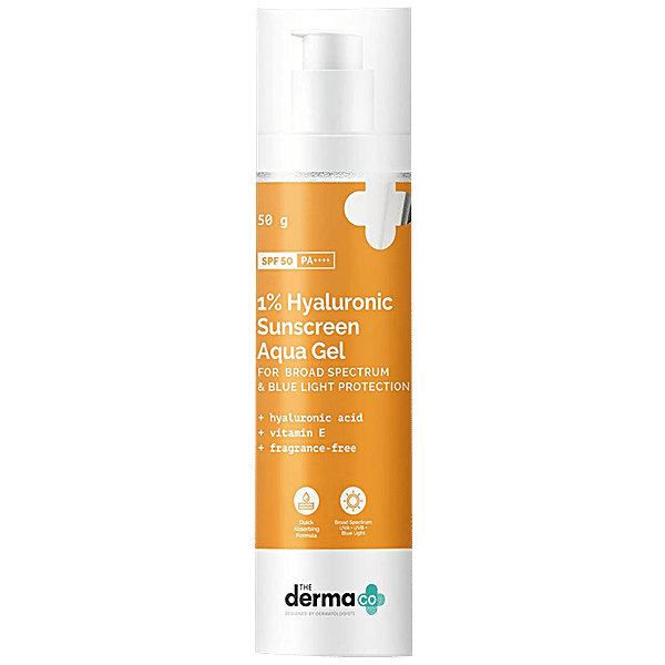 Buy The Derma Co 1% Hyaluronic Sunscreen Aqua Gel - SPF 50, For Broad ...