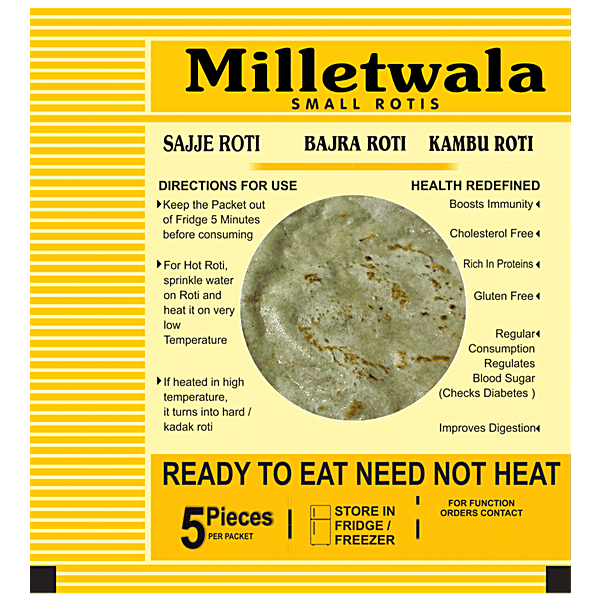 Buy Milletwala Small Bajra Rotis - Ready To Eat, Healthy Chapatis ...
