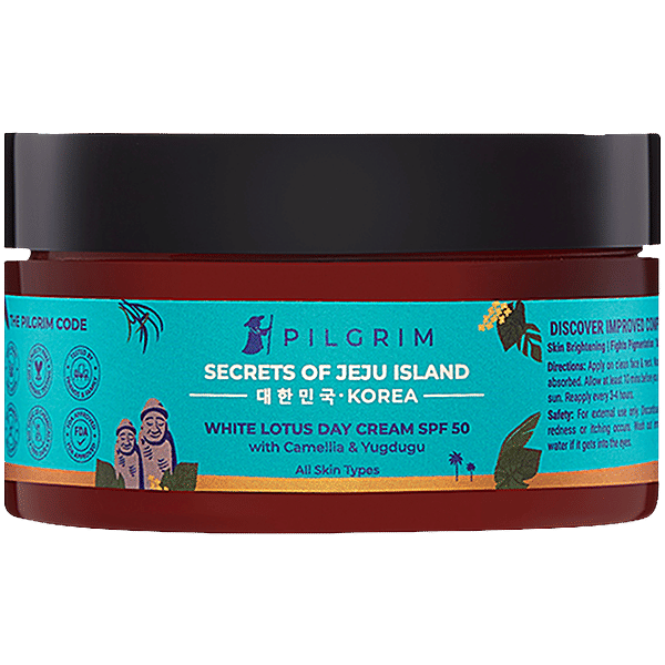 Buy Pilgrim White Lotus Day Cream - SPF 50, PA+++, Fights Pigmentation ...