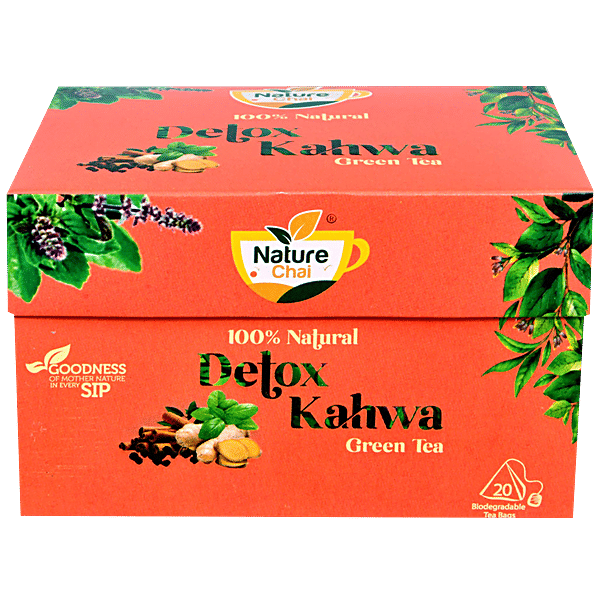Buy Nature Chai Detox Kahwa Green Tea - Biodegradable Pyramid Bags, For ...