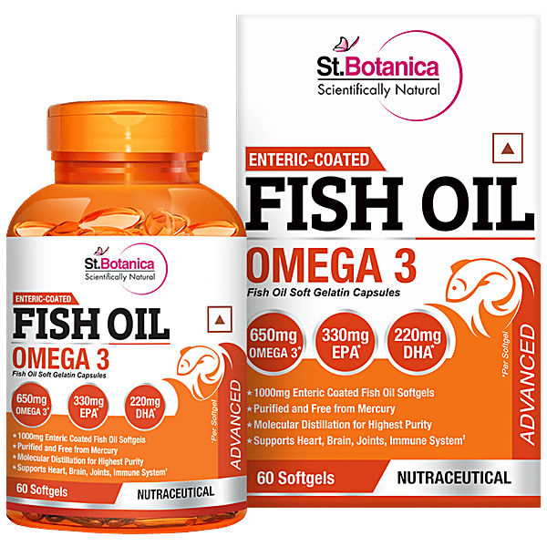 Buy StBotanica Fish Oil 1000mg Softgels - Advanced Double Strength ...