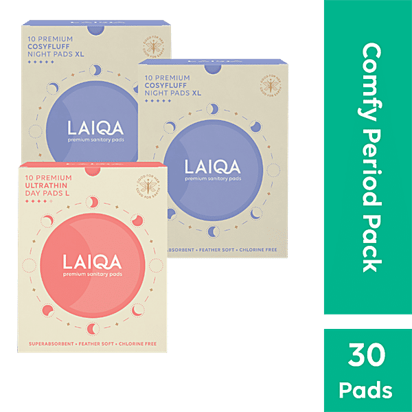 Buy LAIQA Ultra-Soft Day & Night Sanitary Pads - Comfy Pack, Made With ...