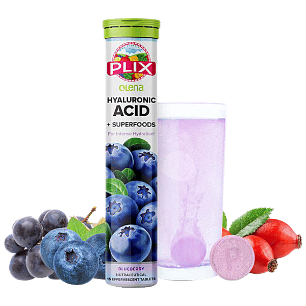 Buy PLIX Hyaluronic Acid + Superfoods Effervescent Tablets - Blueberry ...