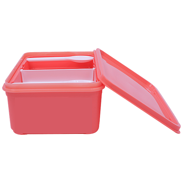 Buy Unica Mangiamo Lunch Box - Coral Red, Leak Resistant, Microwave ...