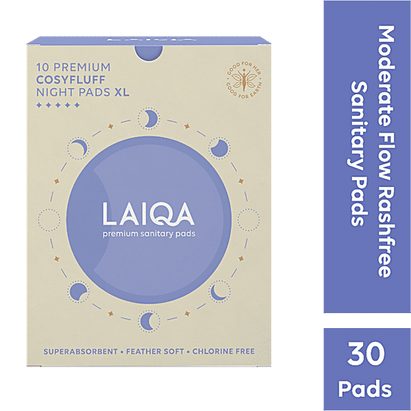 Buy Laiqa Ultra-Soft Moderate Flow Night Sanitary Pads For Women - XL ...
