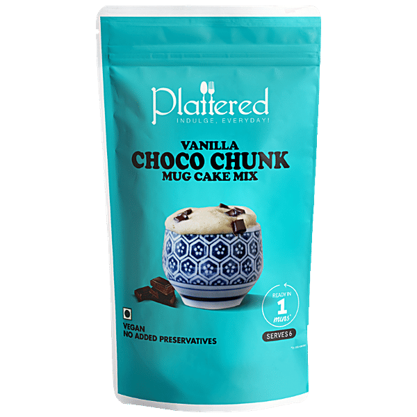Buy PLATTERED Vanilla Choco Chunk Mug Cake Mix - Delicious, Vegan ...