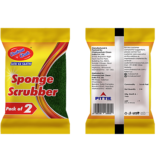 Buy Chakaachak Sponge Scrubber - With Comfortable Grip, Cleans Sticky ...