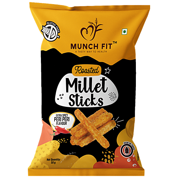 Buy Munch Fit Roasted Millet-Sticks - Extra Spicy Peri-Peri Flavour ...