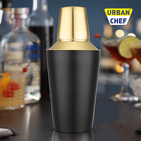 Buy Urban Chef Cocktail Shaker - 100% Stainless Steel, Black Lacquered ...