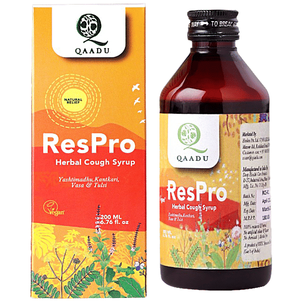 Buy Qaadu ResPro Herbal Cough Syrup - Kantkari, Tulsi, Vasa, Natural ...