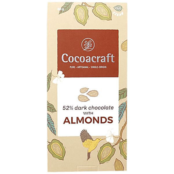 Buy Cocoacraft Dark Chocolate With Roasted Almonds - Artisanal, Pure ...