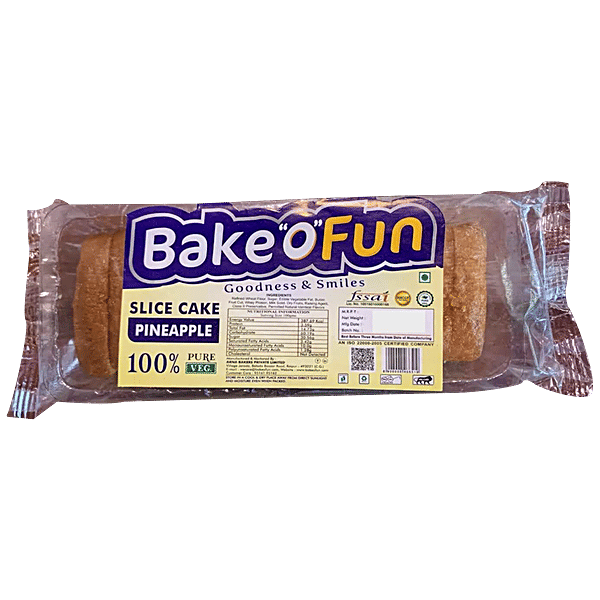 Buy Bake O Fun Slice Cake - Pineapple, 100% Pure Veg, Soft & Smooth ...