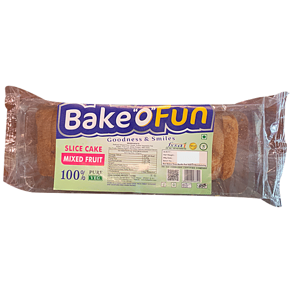Buy Bake O Fun Slice Cake - Mixed Fruit, 100% Pure Veg, Soft & Smooth ...