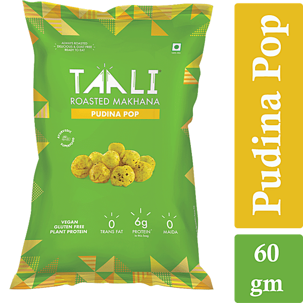 Buy TAALI Roasted Makhana - Pudina Pop, Plant Protein, Zero Trans Fat ...