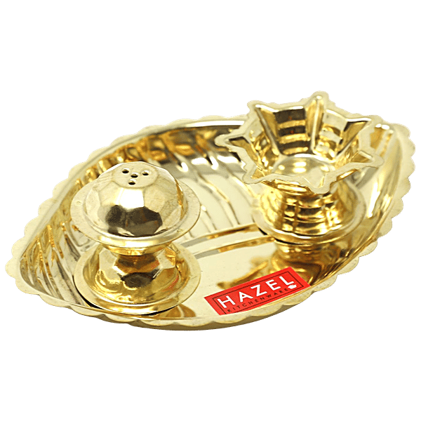 Buy HAZEL Shank Karma Brass Pooja Thali Brass For Prayer & Home Decor ...