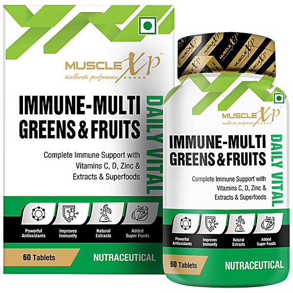 Buy MuscleXP Immune-Multi Greens & Fruits Daily Vital Tablet - Rich In ...