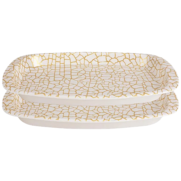 Buy DP Tashtari Snack Tray - White Golden, Rectangle, Melamine Online ...