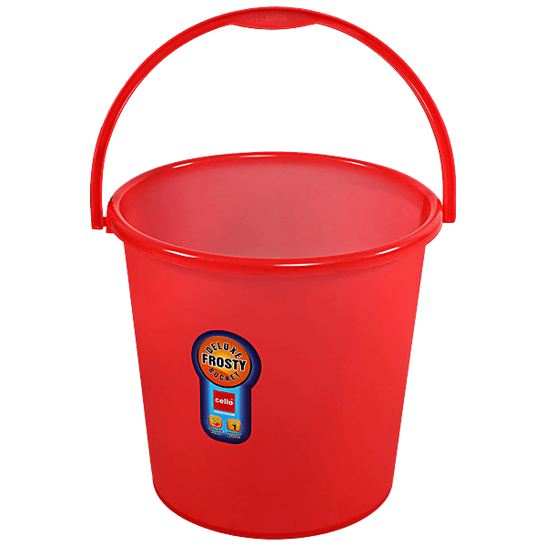Buy Cello Deluxe Bucket - Frosty, Red, Strong Body, Sturdy Handle, Easy ...