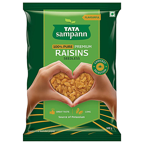 Buy Tata Sampann 100% Pure Premium Raisins Seedless - Premium Quality ...