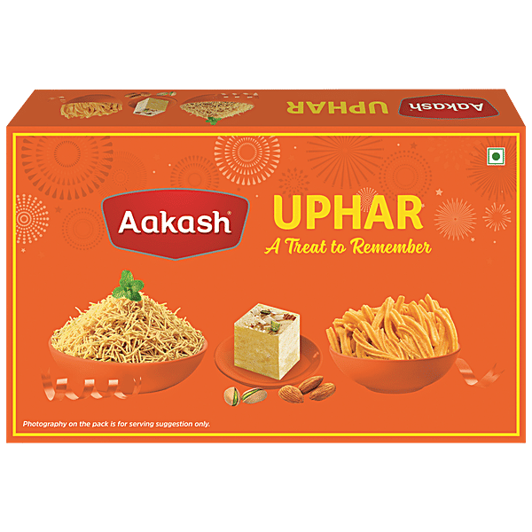 Buy Aakash Uphar Gift Pack - Sohan Papdi, Soya Sticks & Allu Bhujia ...