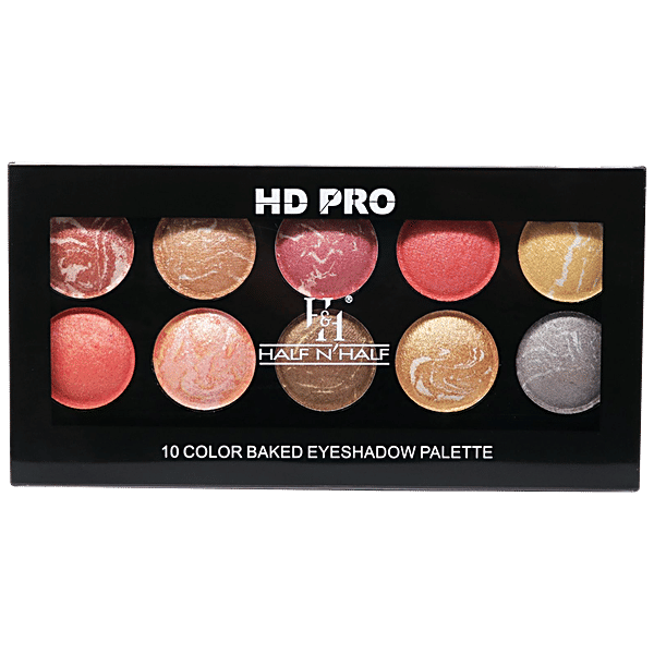Buy Half N Half HD PRO 10 Color Baked Eyeshadow Palette - Long-Lasting ...