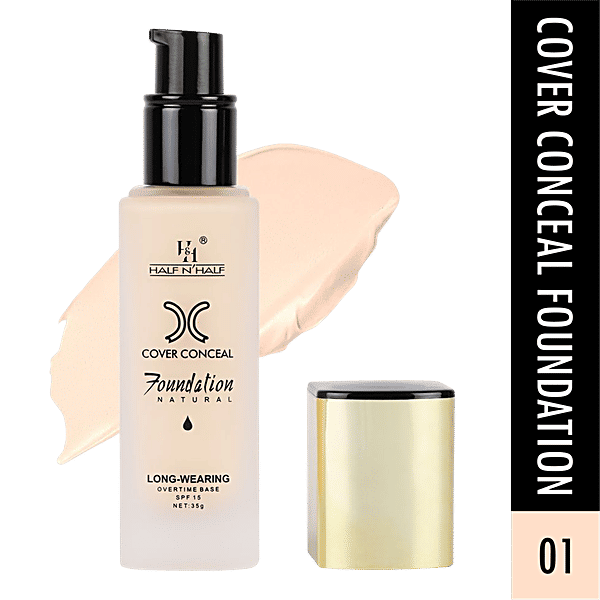 Buy Half N Half Cover Conceal Foundation - Natural, Long-Wearing ...