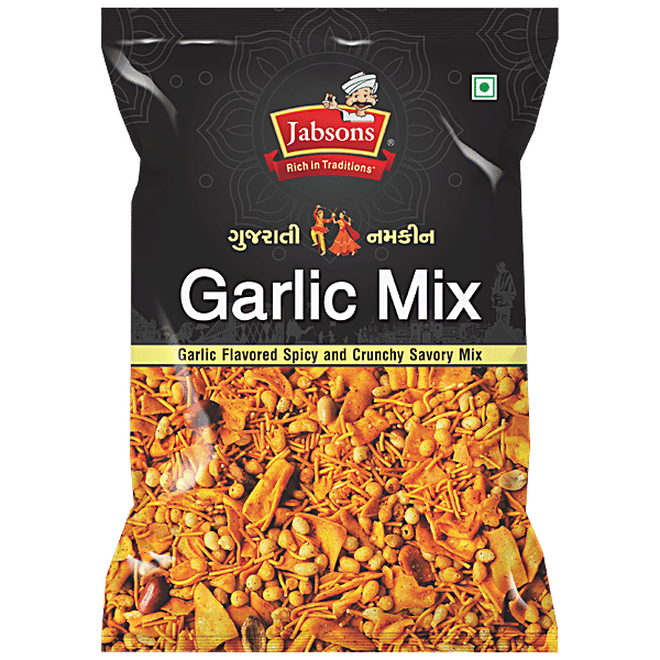 Buy JABSONS Gujarati Namkeen - Garlic Mix, Spicy, Crunchy & Savoury ...