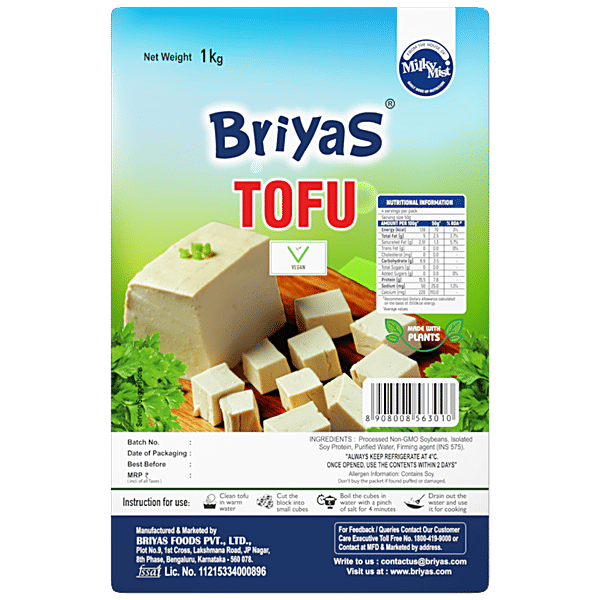 Buy BRIYAS Tofu Paneer - Vegan, Contains Soy Online at Best Price of Rs ...