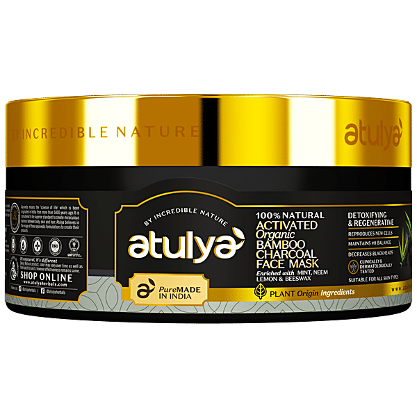 Buy ATULYA Activated Bamboo Charcoal Face Mask - Organic, With Neem ...