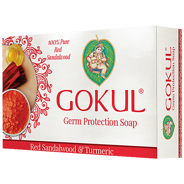 Buy Gokul Germ Protection Soap - Red Sandalwood & Turmeric, Provides ...