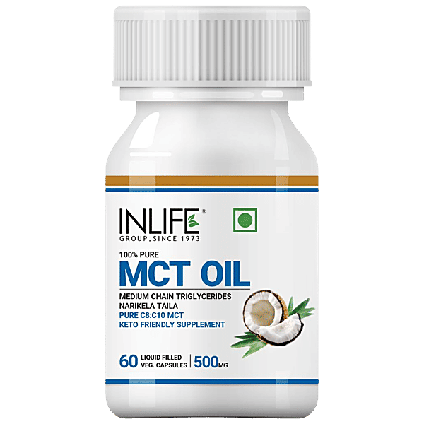 Buy INLIFE Pure MCT Oil 500 Mg Capsules - C8 C10 Keto Diet Friendly ...