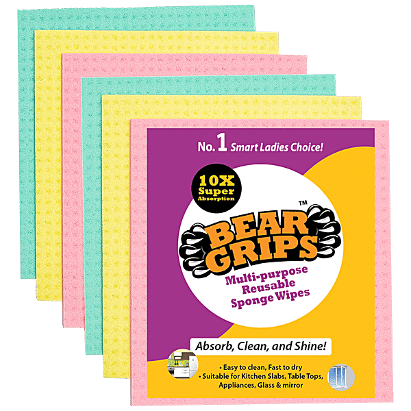 Buy Bear Grips Multipurpose Reusable Sponge Wipes - Super Absorbent ...