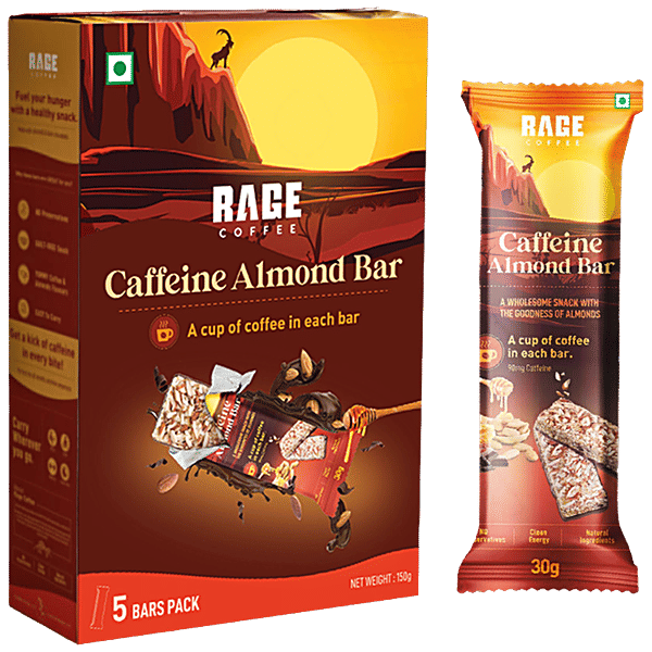 Buy Rage Coffee Caffeine Almond Bar - Wholesome Snack, Natural ...