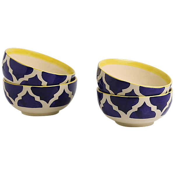 Buy ExclusiveLane Four Mediterranean Ceramic Serving Bowls - Hand ...