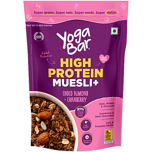 Buy Yoga Bar 21g Protein Muesli + - Choco Almond + Cranberry, Healthy ...