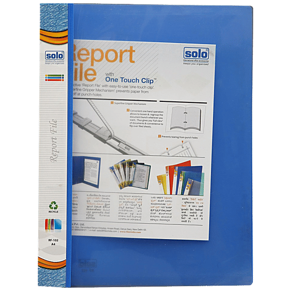 Buy Solo Report File - With One Touch Clip, Platic, Blue, 240 mm x 315 ...